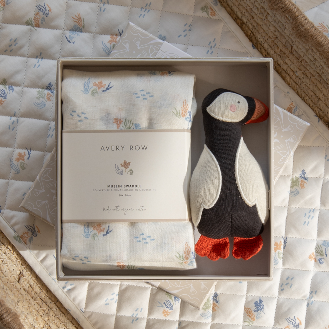 Swaddle & Cuddle New Baby Gift Set - Coastline & Avery Row UK