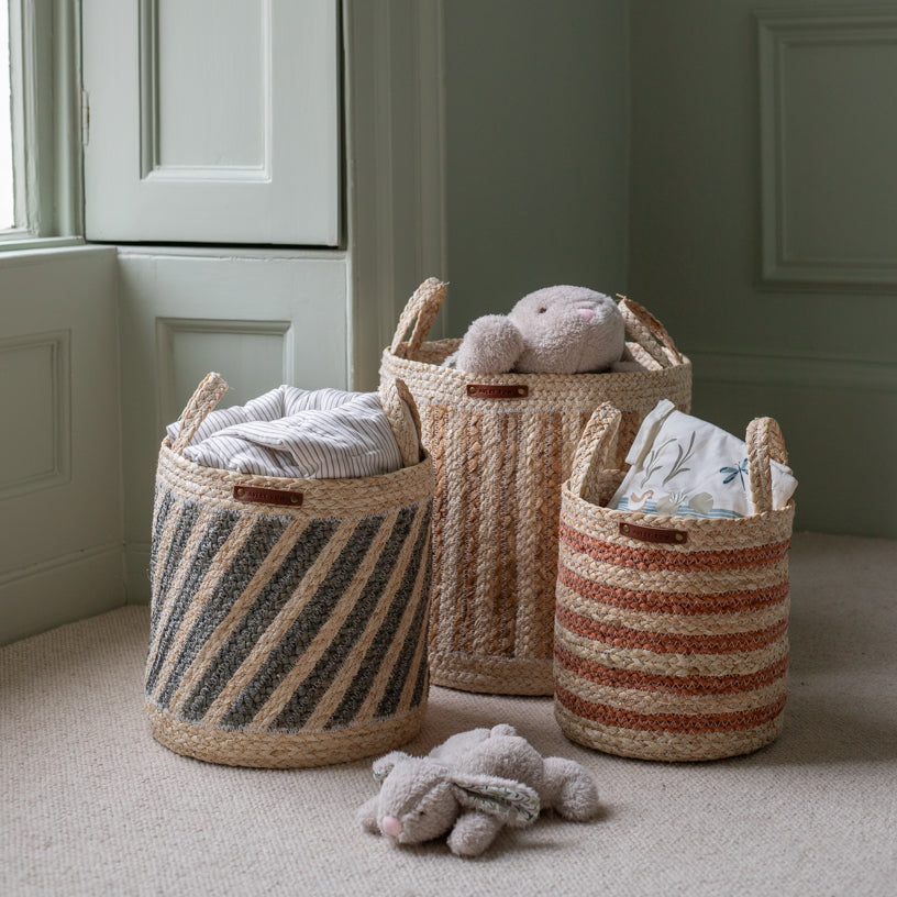 Maize Stripe Storage Basket Set of 3 - Natural & Avery Row UK