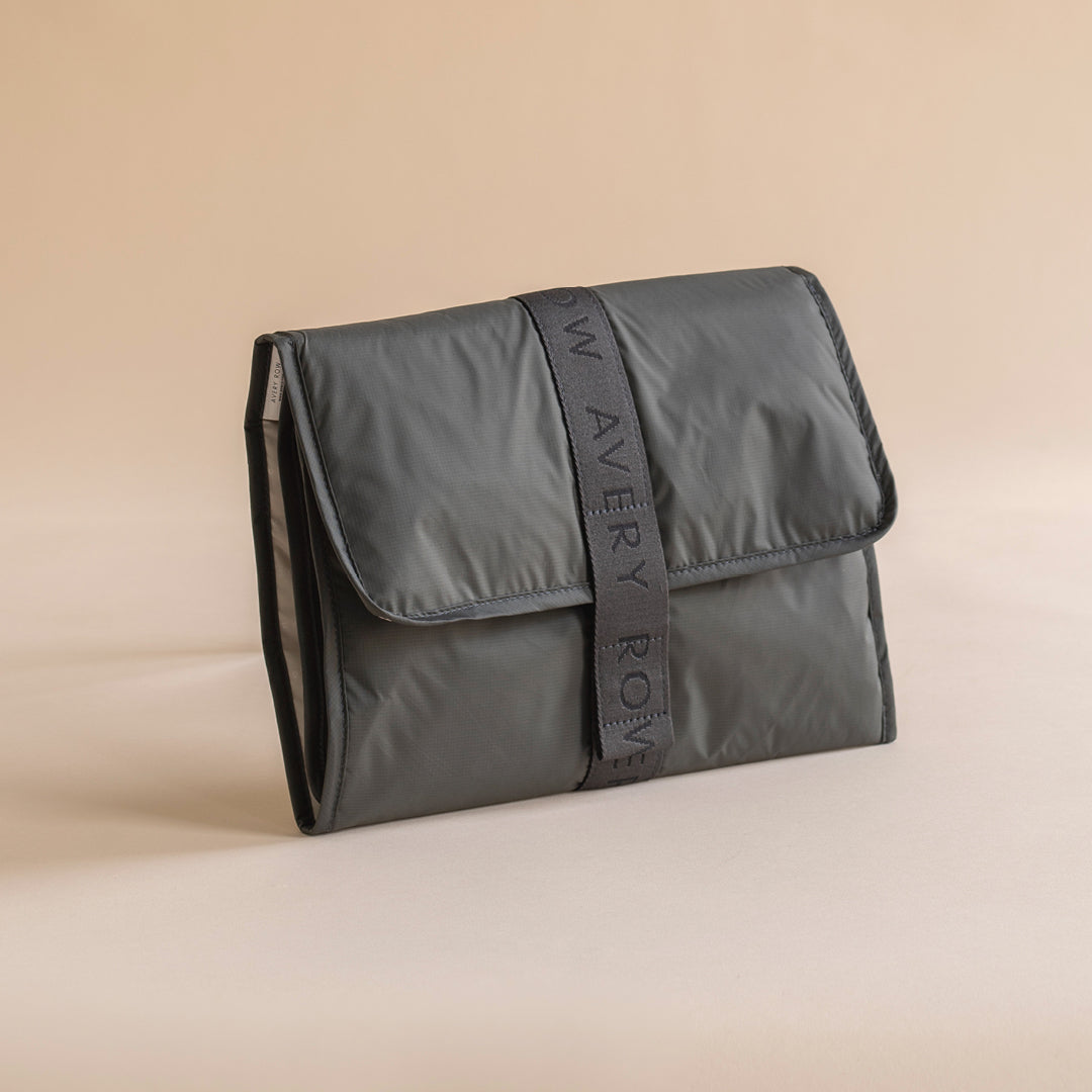 Recycled Nylon Travel Baby Changing Mat - Soft Black & Avery Row UK