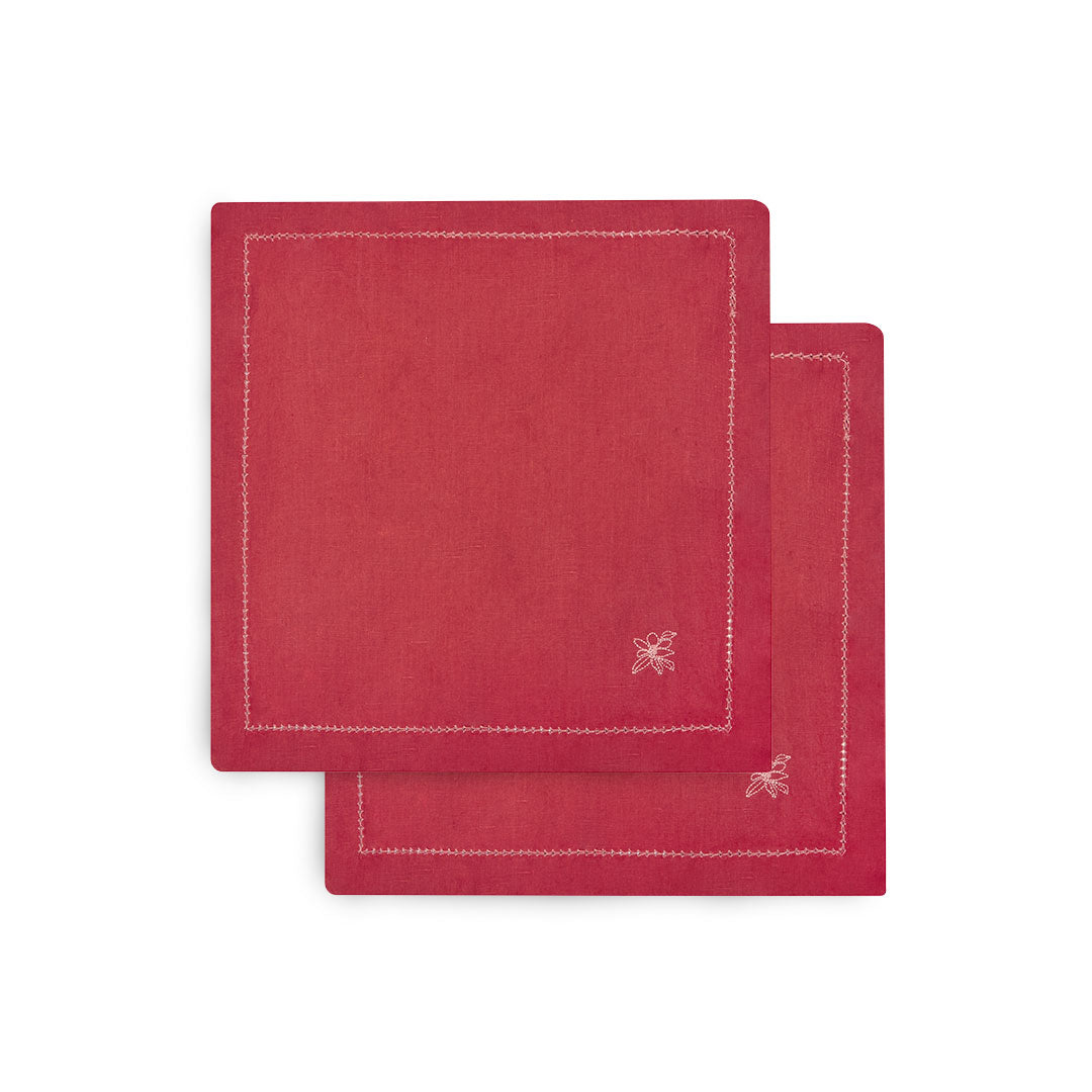 Embroidered Linen Napkins, Set of 2 - Berry & Avery Row UK
